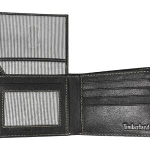 Timberland mens Leather Wallet With Attached Flip Pocket, Black (Blix), One Size