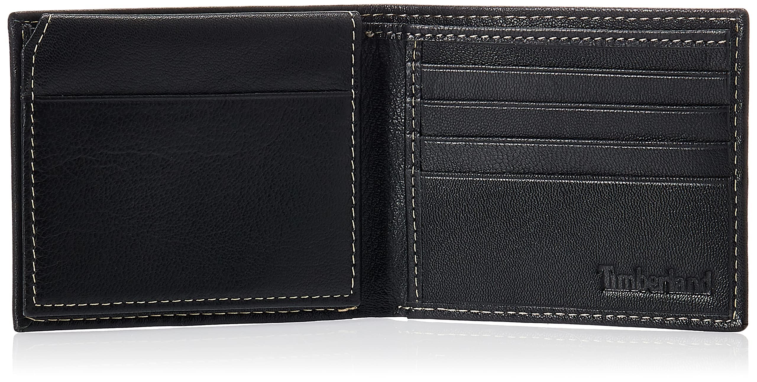 Timberland mens Leather Wallet With Attached Flip Pocket, Black (Blix), One Size