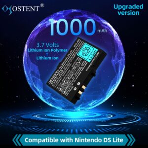 OSTENT 3.7V 1000mAh Rechargeable Li-ion Polymer Lithium-ion Battery Pack Tool Kit Pen for Nintendo DSL NDS Lite