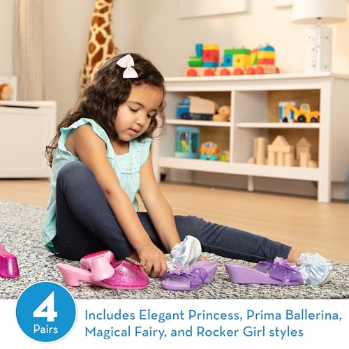 Melissa & Doug Role Play Collection - Step In Style! Dress-Up Shoes Set (4 Pairs), Multicolored, 11" x 12" x 4.5" Packaged