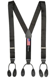 hold'em 100% silk suspenders men y-back fancy solid button end- black