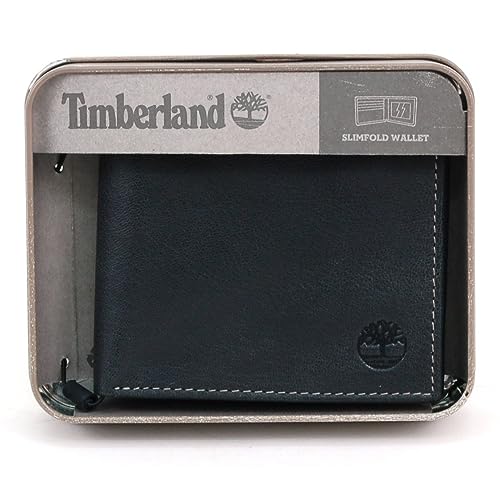 Timberland mens Blix Slimfold Leather Wallet, Black, One Size