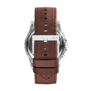 A｜X ARMANI EXCHANGE Men's Chronograph Silver Stainless Steel and Brown Leather Band Watch (Model: A|X2435)