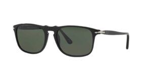 persol po3059s square sunglasses, black/green, 54 mm