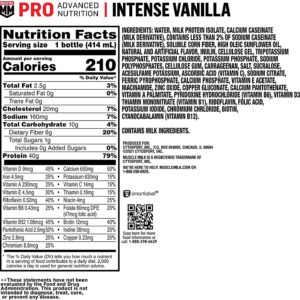 Muscle Milk Pro Advanced Nutrition Protein Shake, Intense Vanilla, 14 Fl Oz Bottle, 12 Pack, 40g Protein, 1g Sugar, 16 Vitamins & Minerals, 6g Fiber, Workout Recovery, Packaging May Vary