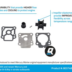 Quicksilver 803748Q01 Water Pump Impeller Repair Kit for Mercury and Mariner 8-9.9 Hp 4-stroke Outboards