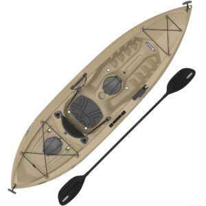 "lifetime muskie angler sit-on-top kayak with paddle, tan, 120""" (90508)