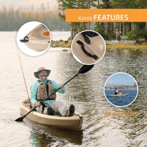 "Lifetime Muskie Angler Sit-On-Top Kayak with Paddle, Tan, 120""" (90508)