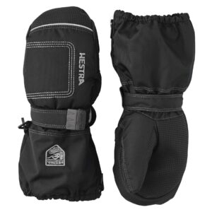 hestra baby zip long mitt (child 1-9yrs) | waterproof, insulated mittens for toddlers & kids for winter & playing in the snow - black/black - 3