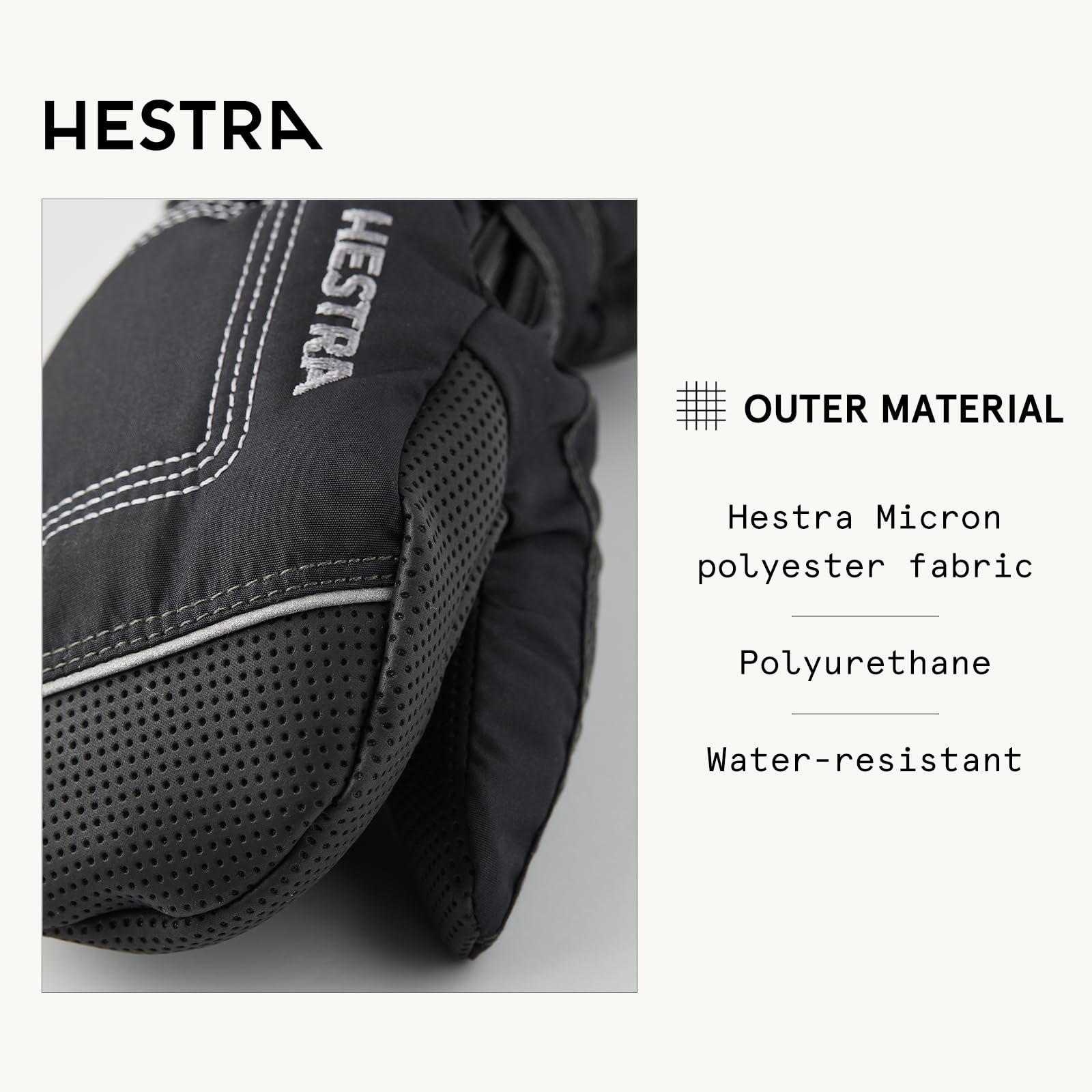 Hestra Baby Zip Long Mitt (Child 1-9yrs) | Waterproof, Insulated Mittens for Toddlers & Kids for Winter & Playing in The Snow - Black/Black - 3