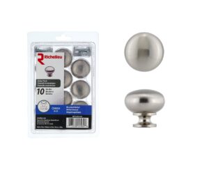 richelieu hardware dp3295195 (10-pack) buffalo collection 1 1/4-inch (32 mm) brushed nickel modern cabinet and drawer knob for kitchen, bathroom, and furniture