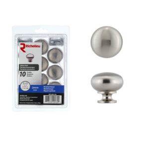 Richelieu Hardware DP3295195 (10-Pack) Buffalo Collection 1 1/4-inch (32 mm) Brushed Nickel Modern Cabinet and Drawer Knob for Kitchen, Bathroom, and Furniture