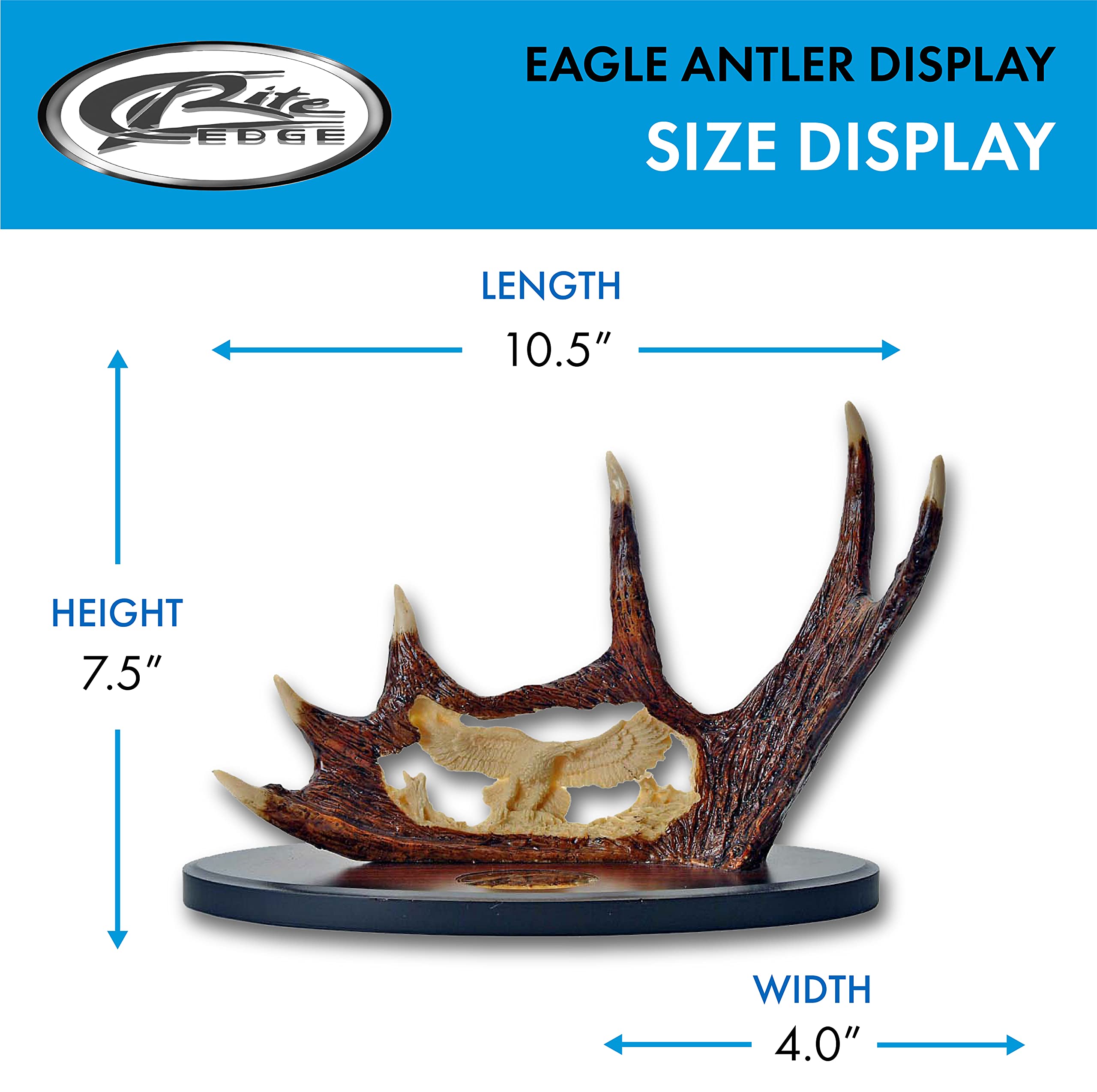 Szco Supplies 15" Etched Blade Deer Outdoor Hunting Knife With Resin Antler Display Stand,Brown