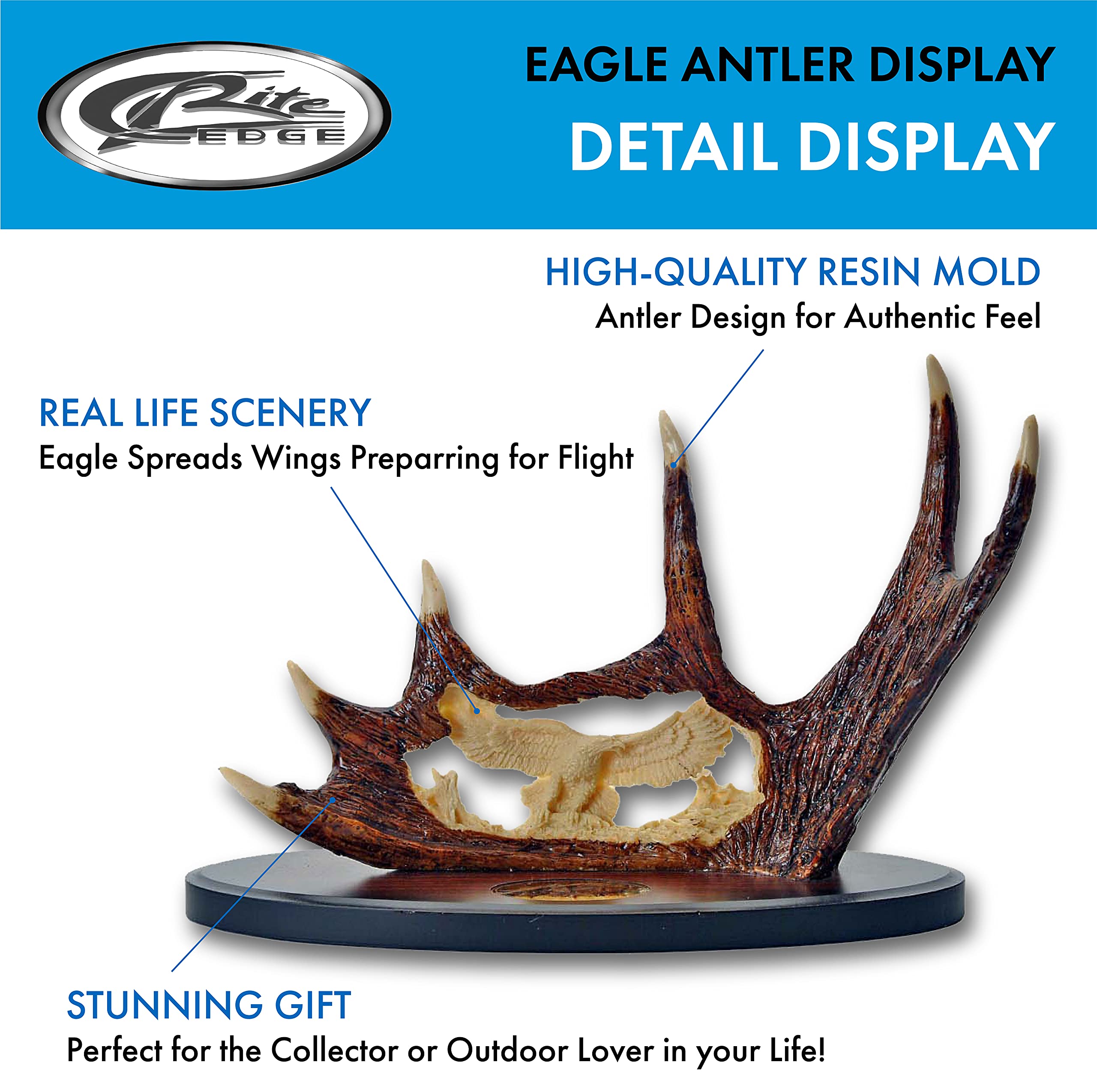 Szco Supplies 15" Etched Blade Deer Outdoor Hunting Knife With Resin Antler Display Stand,Brown