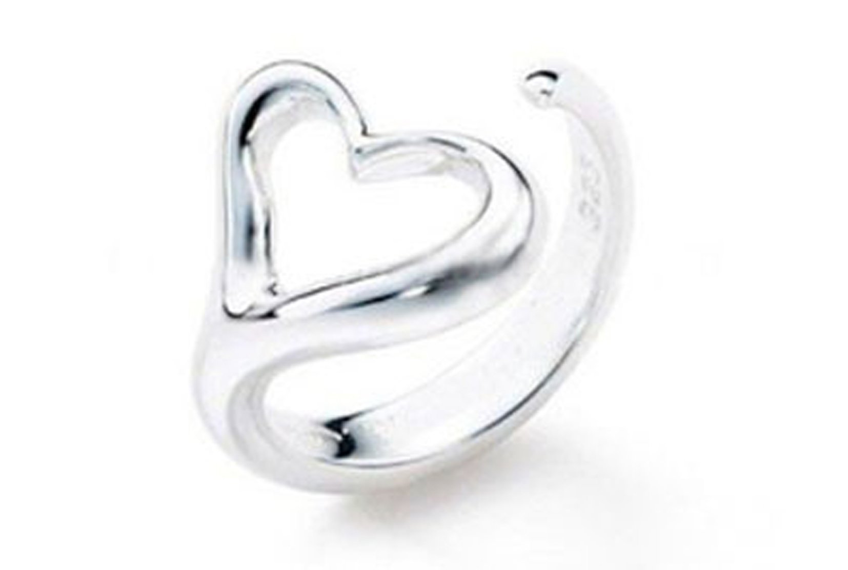 C&D Jewelry Adjustable Rings for women - Heart Ring - (one size fits all rings) Open Back adjustable open heart shaped ring band - (Silver Plated) fashion rings for women (Adjustable Open Heart Ring)