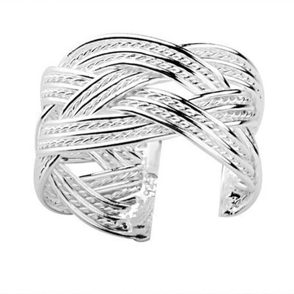 Adjustable Rings for women - Celtic Rope Ring - (one size fits all rings) Open Back adjustable Irish ring band - (Silver Plated) fashion rings for women (Adjustable Irish Celtic Rope Ring)