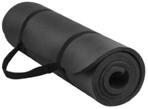 signature fitness all purpose 1/2-inch extra thick high density anti-tear exercise yoga mat with carrying strap, black