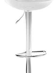 Flash Furniture Wilson 2 Pack Contemporary White Plastic Adjustable Height Barstool with Rounded Cutout Back and Chrome Base