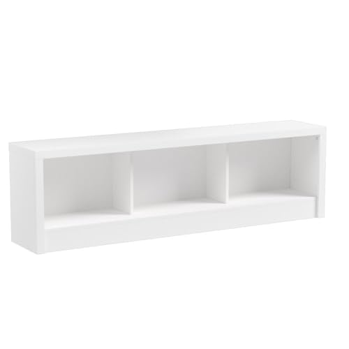 Prepac Calla Storage Bench, King, White, 3 Compartment,