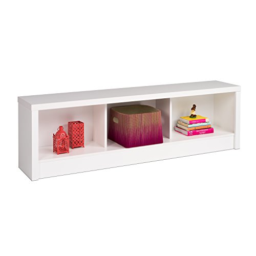 Prepac Calla Storage Bench, King, White, 3 Compartment,