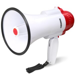 30 watt megaphone bullhorn with siren & music, lightweight mini bull horn with loud speaker & volume control, 800 yard voice range mega phone, cheering gifts for kids & adults ages 14 15 16+ years old