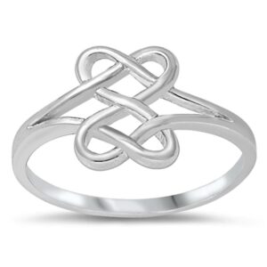 sterling silver women's infinity hearts love ring band 11mm size 6