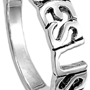 Sterling Silver Women's Jesus Christian Faith Ring Beautiful Band 5mm Size 9