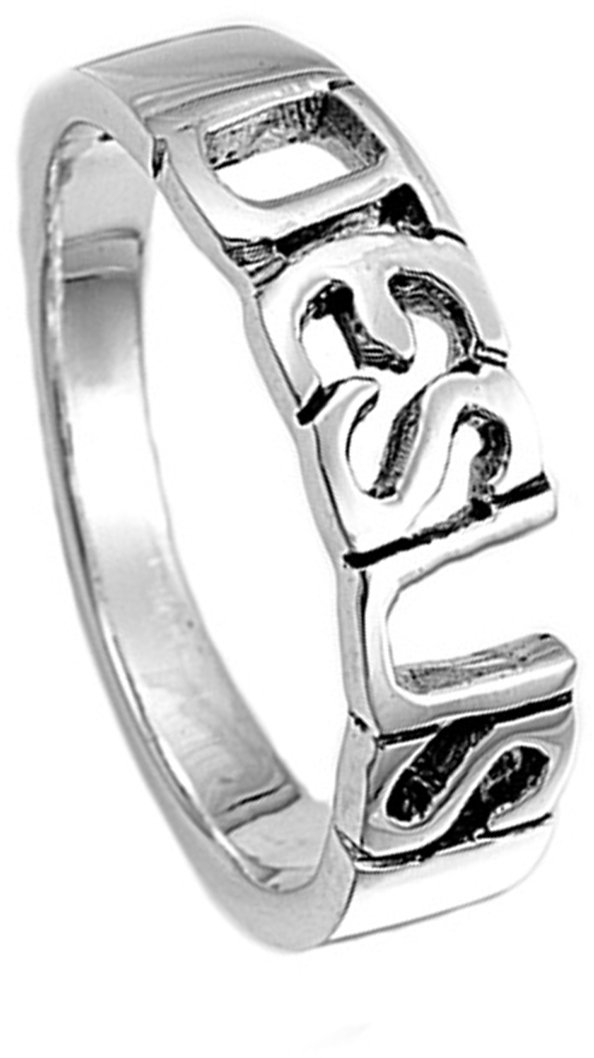 Sterling Silver Women's Jesus Christian Faith Ring Beautiful Band 5mm Size 9