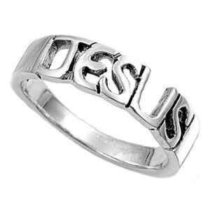 sterling silver women's jesus christian faith ring beautiful band 5mm size 9