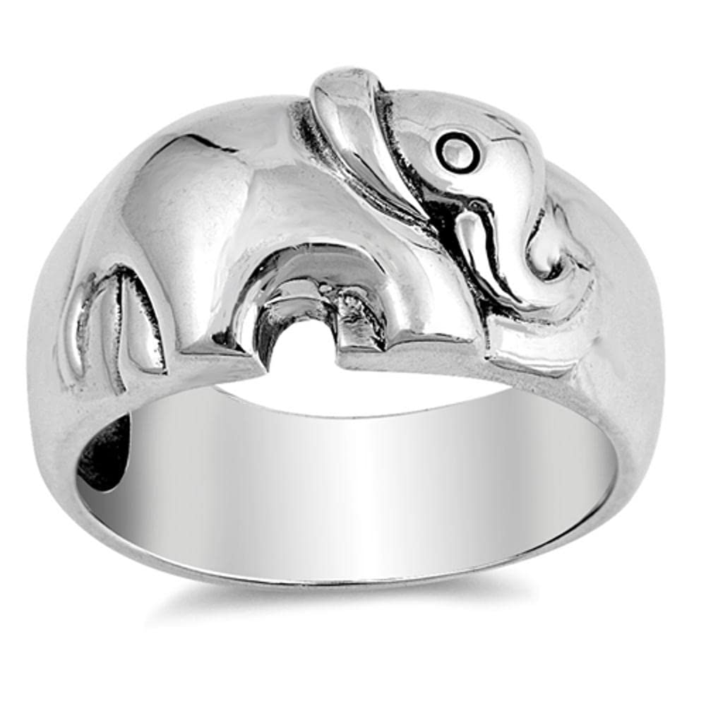 Sterling Silver Women's Elephant Ring Beautiful Pure 925 Band 11mm Size 9