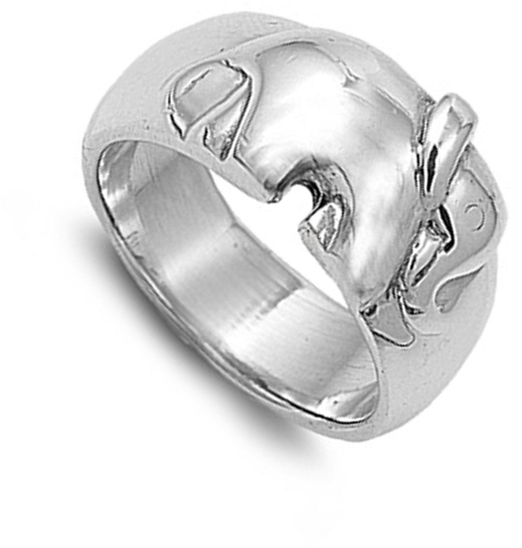 Sterling Silver Women's Elephant Ring Beautiful Pure 925 Band 11mm Size 9