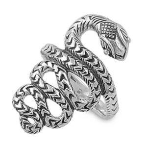 sterling silver women's tribal snake ring wholesale 925 band 15mm size 6