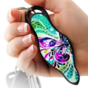 munio self defense keychain kit – personal safety device, portable and legal for airplane travel, tsa approved, made in the usa (butterfly glass)