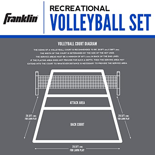 Franklin Sports Volleyball + Badminton Sets - Beach + Backyard Combo Complete Outdoor Lawn Game Set - Volleyball, Pump, Badminton Rackets, Birdies, Net + Poles Included