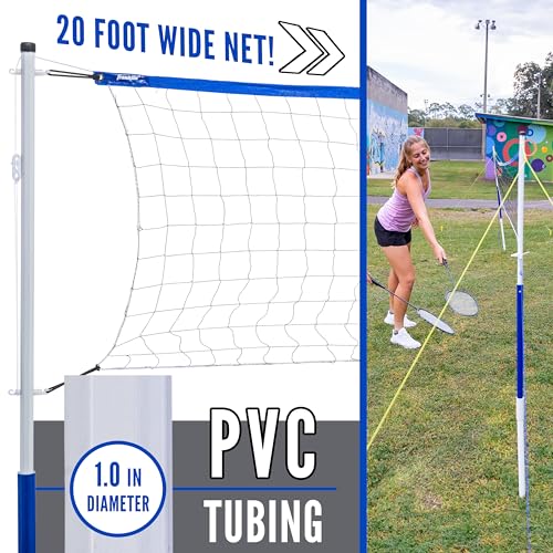 Franklin Sports Volleyball + Badminton Sets - Beach + Backyard Combo Complete Outdoor Lawn Game Set - Volleyball, Pump, Badminton Rackets, Birdies, Net + Poles Included