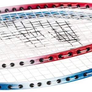 Franklin Sports Badminton Racket + Birdie Set - Replacement Badminton Equipment for Kids + Adults - 2 Player Badminton Racket Set, Red/ White/ Blue