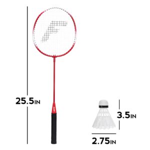 Franklin Sports Badminton Racket + Birdie Set - Replacement Badminton Equipment for Kids + Adults - 2 Player Badminton Racket Set, Red/ White/ Blue