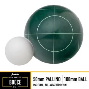 Franklin Sports Bocce Sets - Regulation Bocce Balls and Pallino - Beach and Lawn Bocce Set for Adults - Advanced, 90mm