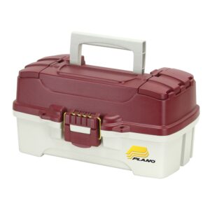 plano 1-tray tackle box with dual top access, red metallic/off white, premium tackle storage (620106)