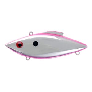 bill lewis lures lifelike vibrations rat-l-trap mini-trap 1/2 oz lipless crankbait fishing wobble sinking lure for saltwater, chrome/pink b & b