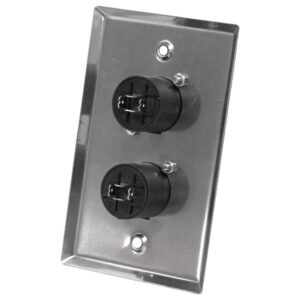 Seismic Audio Speakers Dual 4 Pole Speakon Connector Wall Plate, Stainless Steel Wall Plate