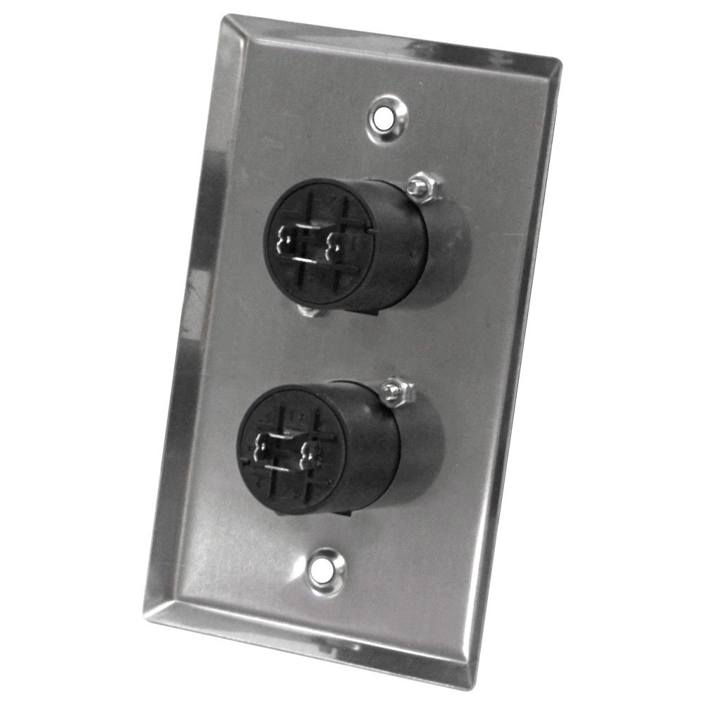 Seismic Audio Speakers Dual 4 Pole Speakon Connector Wall Plate, Stainless Steel Wall Plate