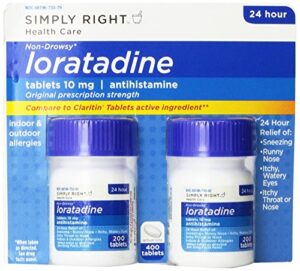 member's mark 10 mg loratadine indoor & outdoor 24 hour allergy relief non-drowsy tablets 200 ct., 2 pk. (400 tablets total)