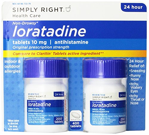 Member's Mark 10 mg Loratadine Indoor & Outdoor 24 Hour Allergy Relief Non-drowsy Tablets 200 ct., 2 pk. (400 Tablets Total)