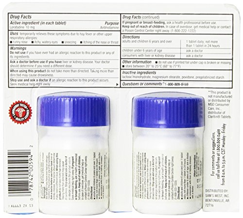 Member's Mark 10 mg Loratadine Indoor & Outdoor 24 Hour Allergy Relief Non-drowsy Tablets 200 ct., 2 pk. (400 Tablets Total)