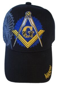 usa headwear freemason embroidered black adjustable hat mason masonic lodge baseball cap (black)