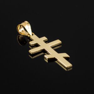 10k Yellow Gold Plain Russian Orthodox Cross Pendant