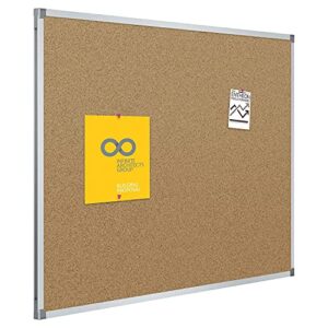 Quartet Basic Cork Bulletin Board, 48" x 36", Aluminum Frame with Silver Finish