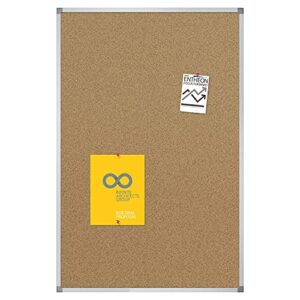 Quartet Basic Cork Bulletin Board, 48" x 36", Aluminum Frame with Silver Finish