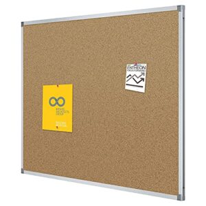 Quartet Basic Cork Bulletin Board, 48" x 36", Aluminum Frame with Silver Finish